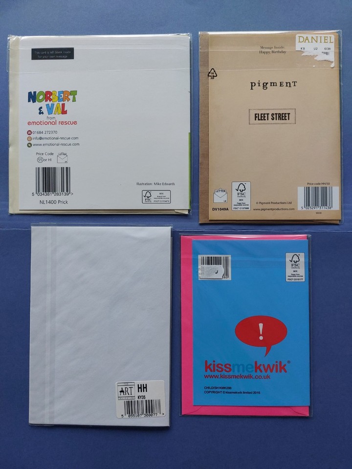 FUNNY CHEEKY RUDE HUMOUR 4 MALE GREETING CARDS BUNDLE LOT 4 FUN WRAPPED ...