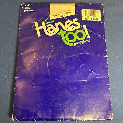 Hanes Too Pantyhose Sandalfoot Style 117 White EF Barely There USA 100% ...