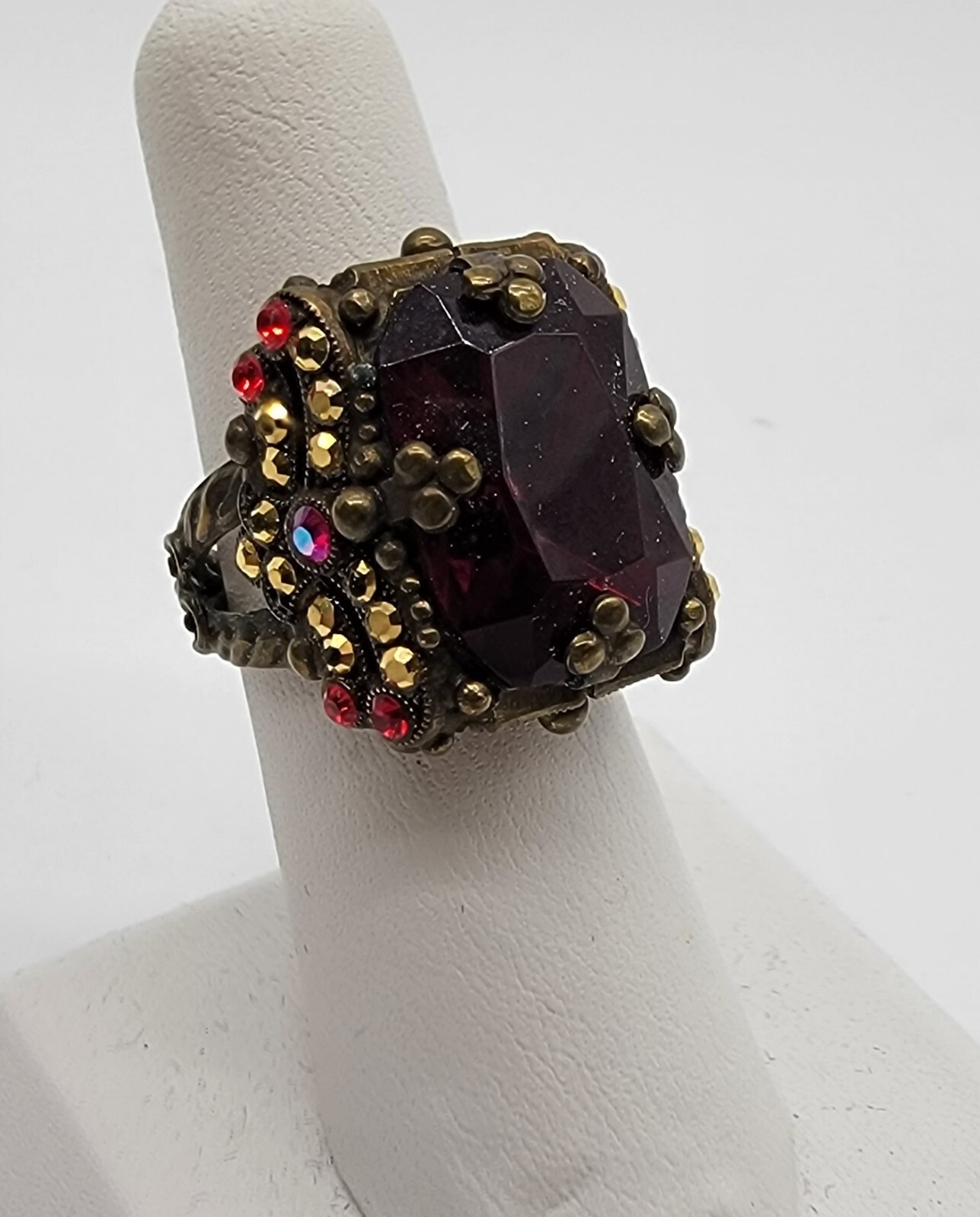 Antique/Vintage Sorrelli Red Crystal Rhinestones Gold Tone Cocktail ...