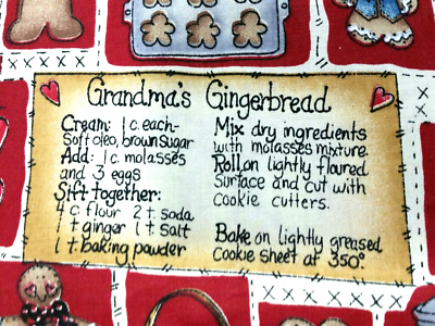 fabric GRANDMAs GINGERBREAD 11x34" remnant quilt cotton Marcus Diane ...