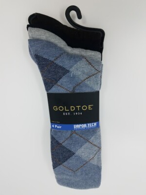 GOLD TOE Men's 4 Pack Cotton Blend Dress Socks - size 10-13, Multi ...