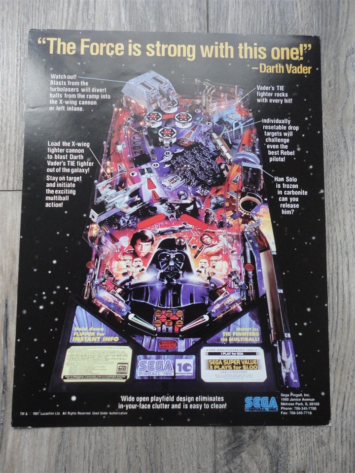 Star Wars Trilogy Pinball Machine Flyer Original D | eBay