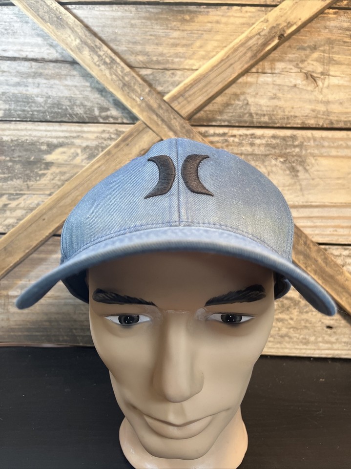 Hurley Flexfit Baseball Hat Blue H Logo Embroidery Yupoong Cap Size L ...