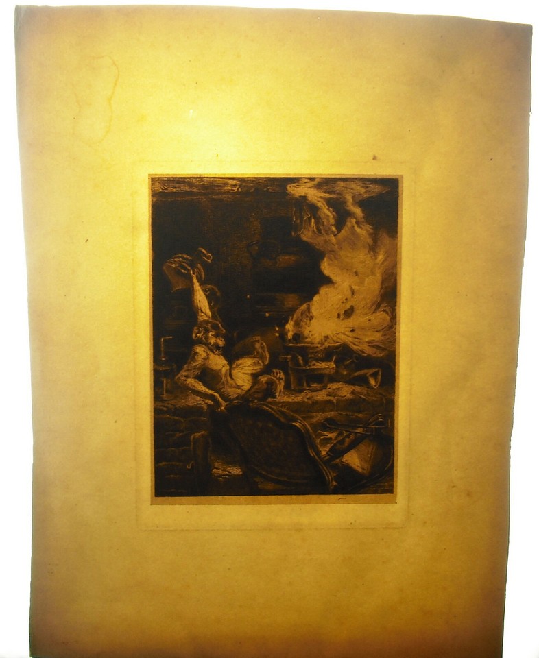 Original Engraving Xixth Monkey Chimp Macaque Fire Explosion Proof Lab ...