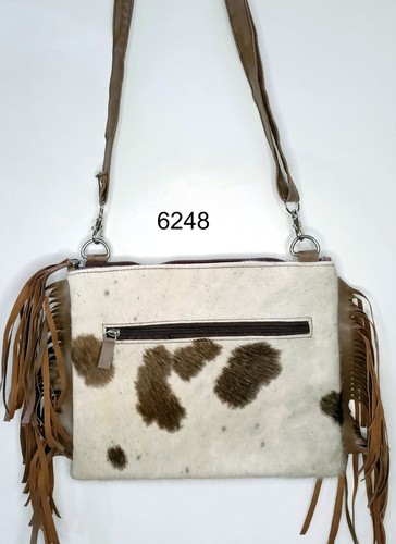 Real Cowhide Cross body Purse Handbag & Hand Clutch Cow Hide Leather ...