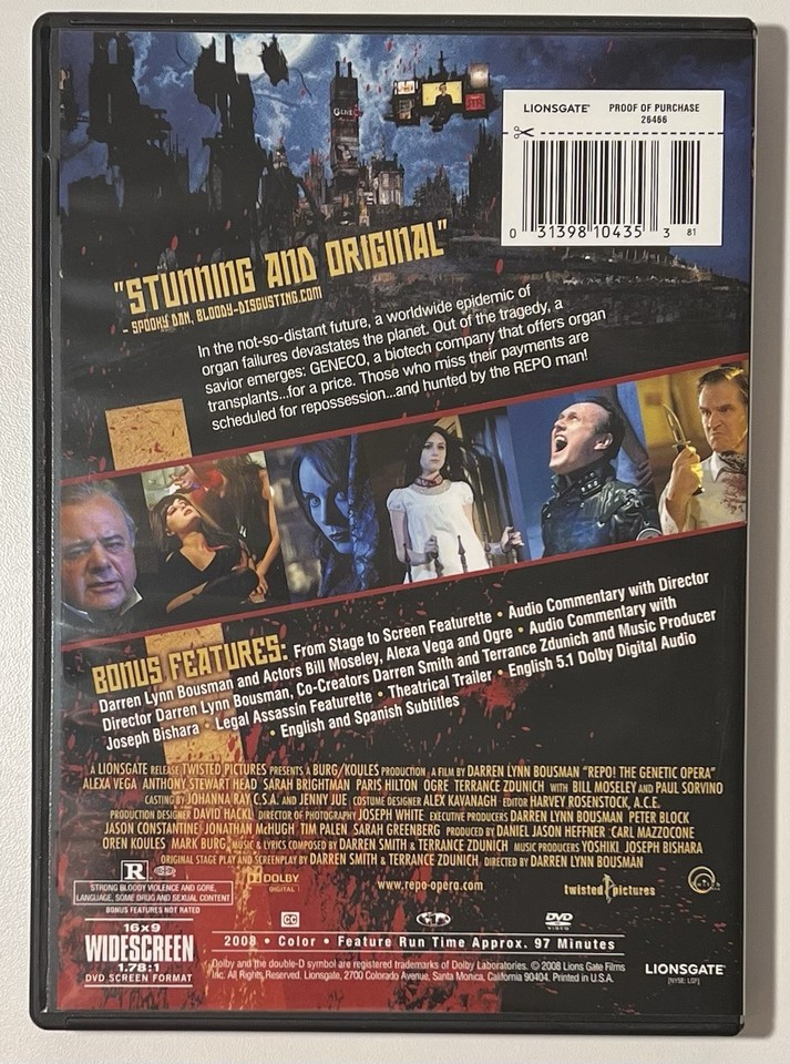Repo! The Genetic Opera DVD (2008) Cult Horror Musical - Sarah ...