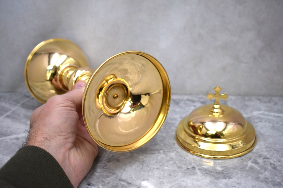 Antique 100 Year Old Gold Plated Ciborium, Cup Sterling (CU2212 ...