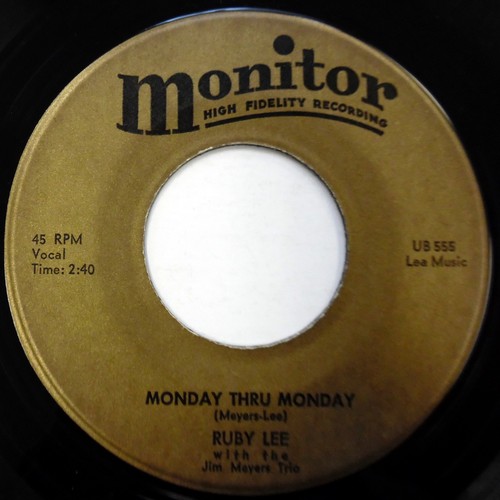RUBY LEE jazz pop vocal 45 Monday Thru Monday b/w Girls Were Made ...