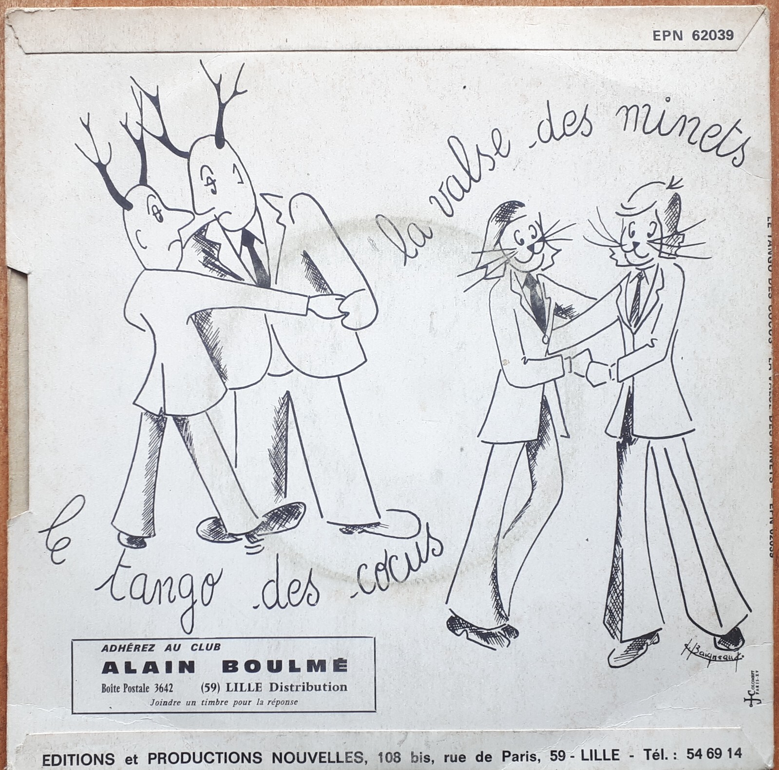 ALAIN BOULME Le tango des cocus / La valse des minets CHANSONS ON 45T ...