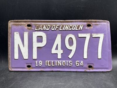 License Plate Tag Illinois “Land Of Lincoln” NP 4977 1964 Purple | eBay