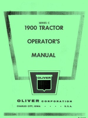 Oliver White Model 1900 Series C Tractor Operators Manual | eBay
