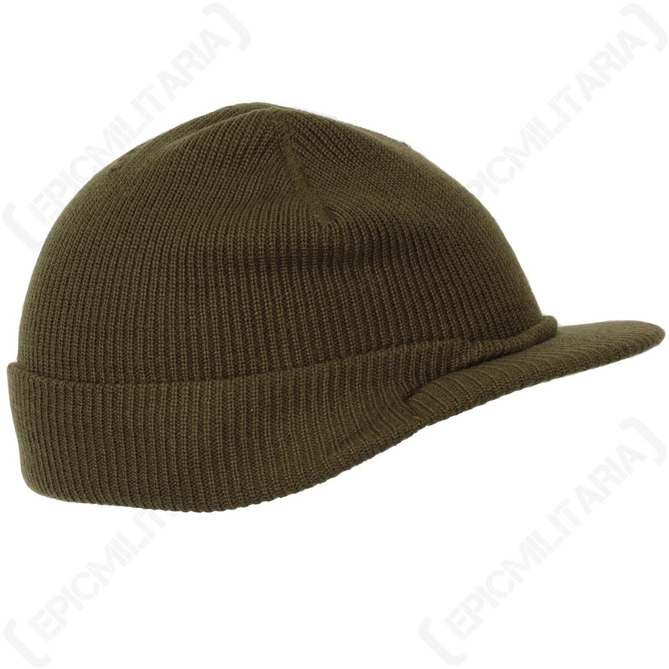 WW2 US Army Jeep Cap ? Olive Knit Wool ? Repro M1941 Military Beanie ...