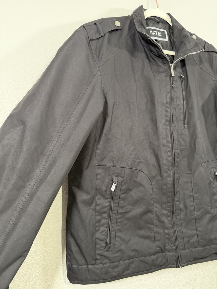 Apt. 9 Jacket Coat Black Quilted Liner Men Zip Up Weather Resistant ...