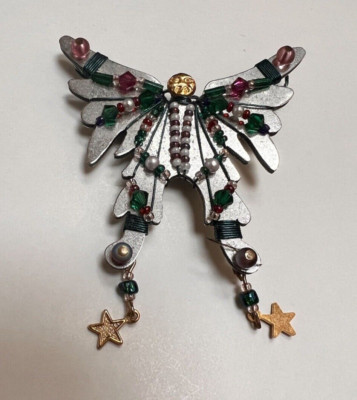 Liztech Butterfly Brooch Mirrored Beaded Hand-Crafted , Signed 1997 ...