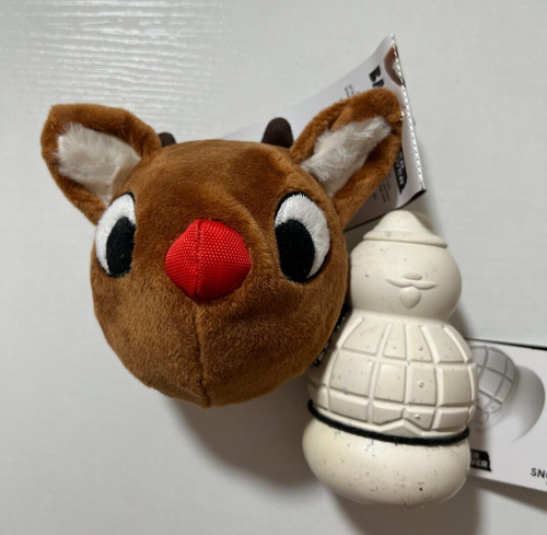 Bark Box Reindeer Games Rudolph & Sam The Snowman For Dogs Size Medium ...
