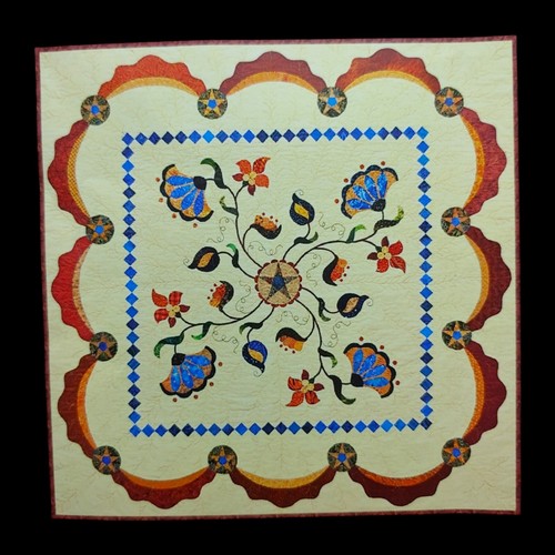 Victorian Floral Applique Quilt Pattern - 88" or 54" vtg Flowers Mary ...
