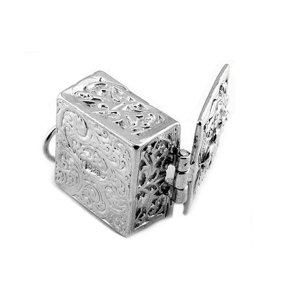 STERLING SILVER OPENING ORNATE PILL BOX CHARM | eBay UK
