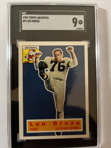LOU GROZA CLEVELAND BROWNS 1956 TOPPS FOOTBALL CARD #9 GRADED MINT (SGC ...