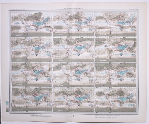 1899 LARGE WEATHER METEOROLOGY MAP ISONEPHS THE WORLD CLOUDINESS ANNUAL ...