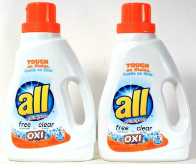 2 All With Stainlifters 46.5 Oz Free Clear Of Perfume & Dye Oxi 26 Lds ...