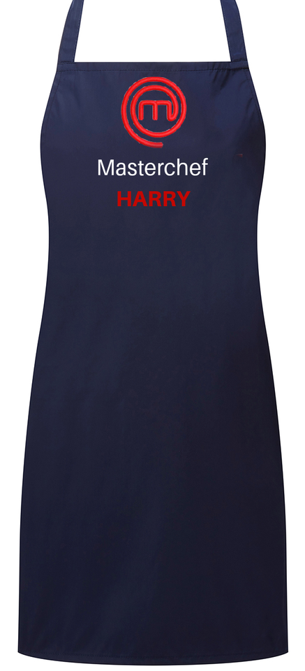 Embroidered Masterchef apron with personalised name embroidered cooking ...