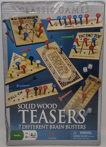 SOLID WOOD TEASERS : Classic Games ~ 7 Different Brain Busters ~ 6 ...