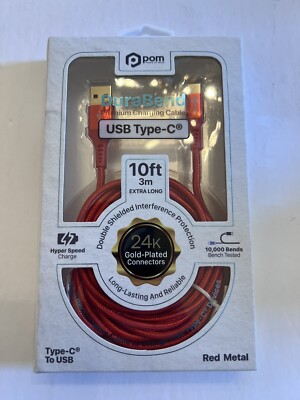 POM Premium USB-C to USB Charging Cable with 24K Gold Plated Connectors ...