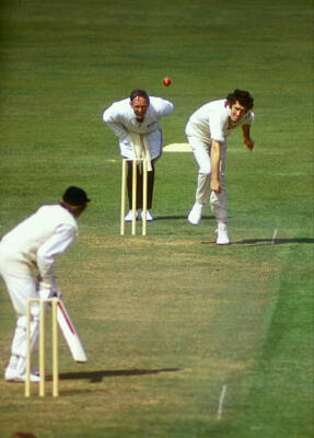John Snow of Sussex bowls to Keith Fletcher of Essex during - Cricket ...