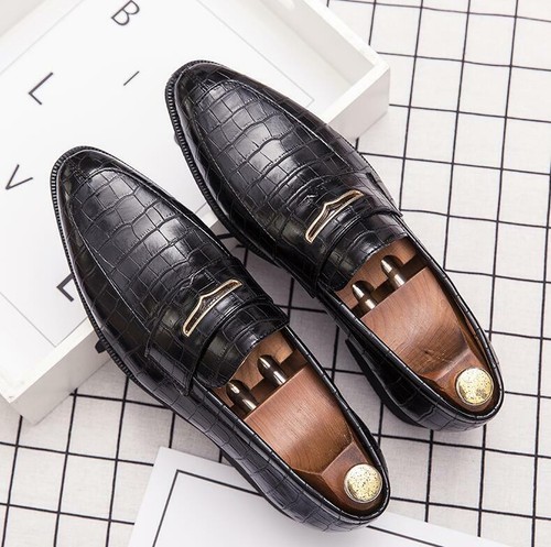 Men's Crack Stone slip on Business Dress Shoes Pointy Toe Oxford shoes ...