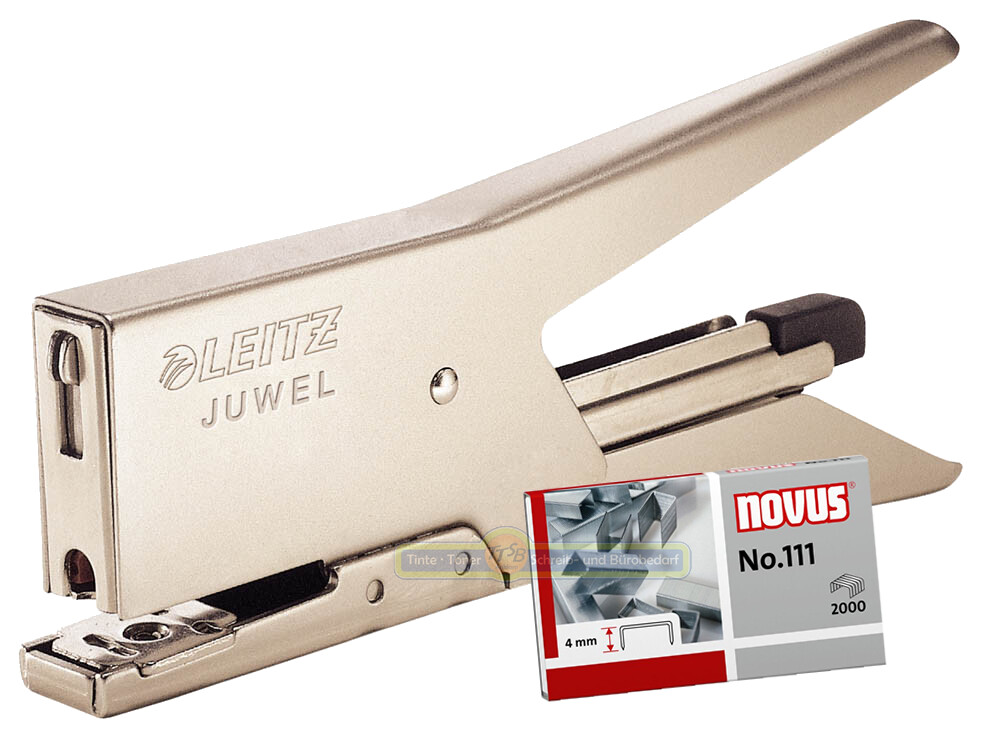 Leitz Metall Heftzange für Klammern Juwel 6/4 + 2000 Klammern 6/4 Novus ...