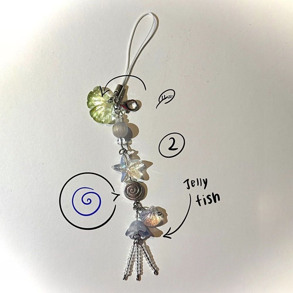 1Pcs Seashell Jelly Fish Phone Charm Strap Woman Bag Keychain Keycord ...