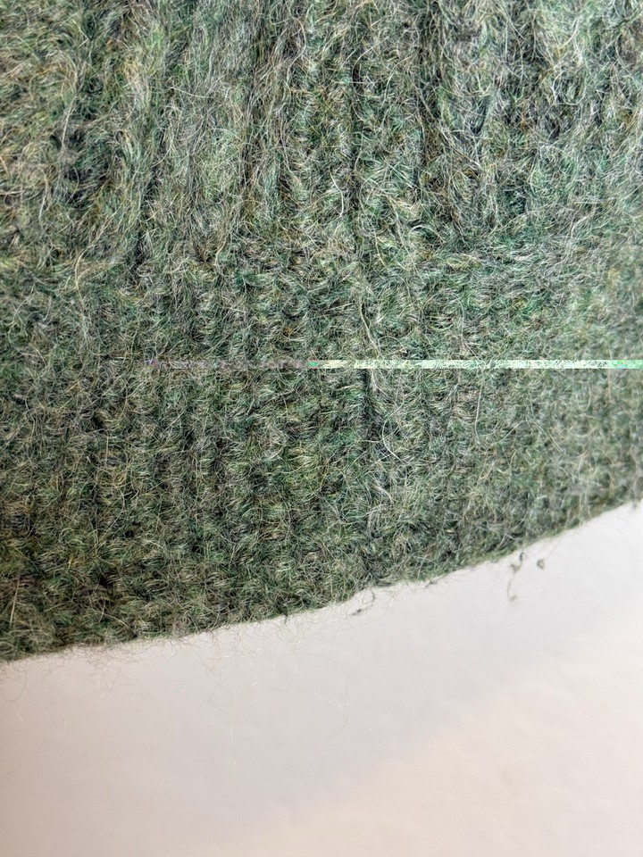 VTG Thick Fuzzy Handknit Mohair Cardigan Green Soft Womens Sz L? Halo ...