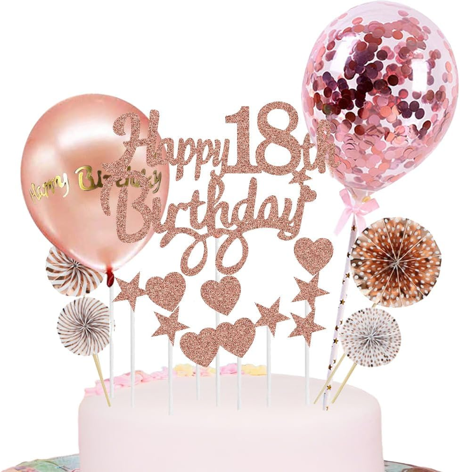 18Th Birthday Decorations for Girls, 18Th Birthday Cake Topper, 18Th ...
