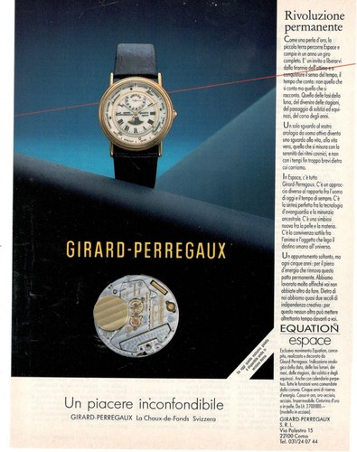 Girard Perregaux Espace Watch Advertisement 1 Page 1986 Original | eBay