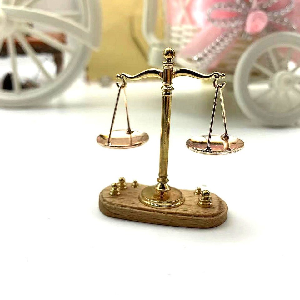 1SET Dollhouse 1:12 Scale Miniature Gold Balance Scales Alloy Store ...