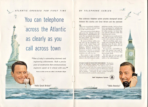 Trans-Atlantic Telephone Cables Bell Telephone Look at the Price! 1956 ...