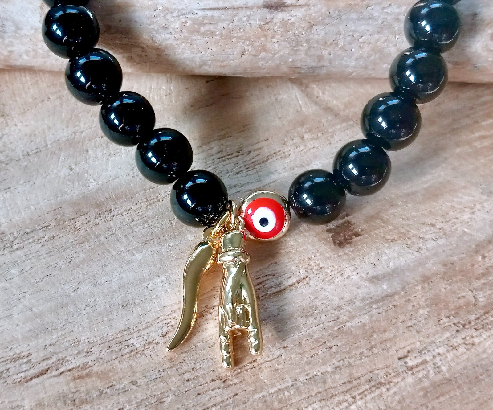 Italian Malocchio Bracelet, Mano Cornuto, Gold Cornicello, Horn Hand ...