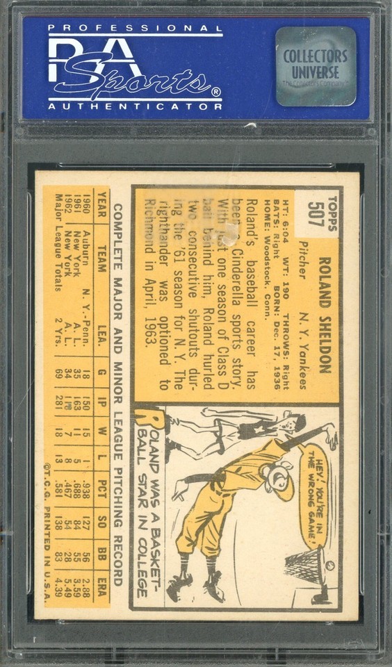 1963 Topps #507 Roland Sheldon New York Yankees PSA 8 NM-MT | eBay