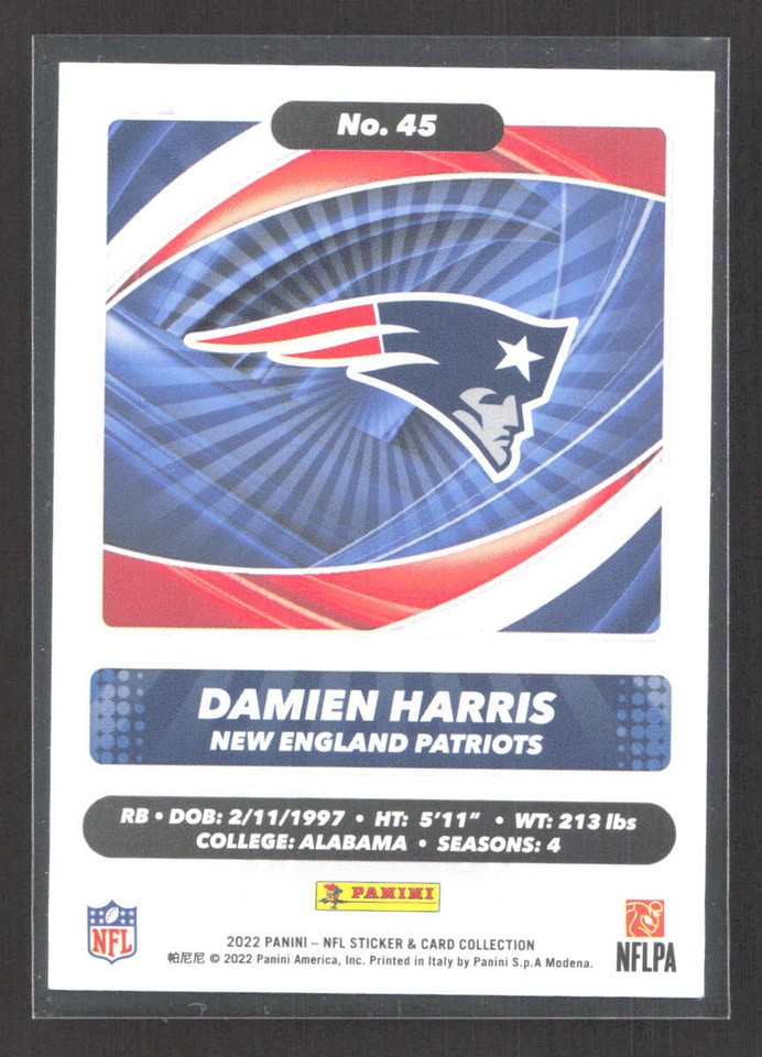 2022 Panini Sticker & Card Collection Damien Harris #45 Light Orange ...