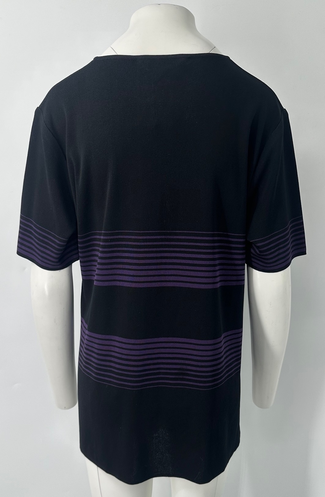 Misook black purple stripe short sleeve top size XL | eBay