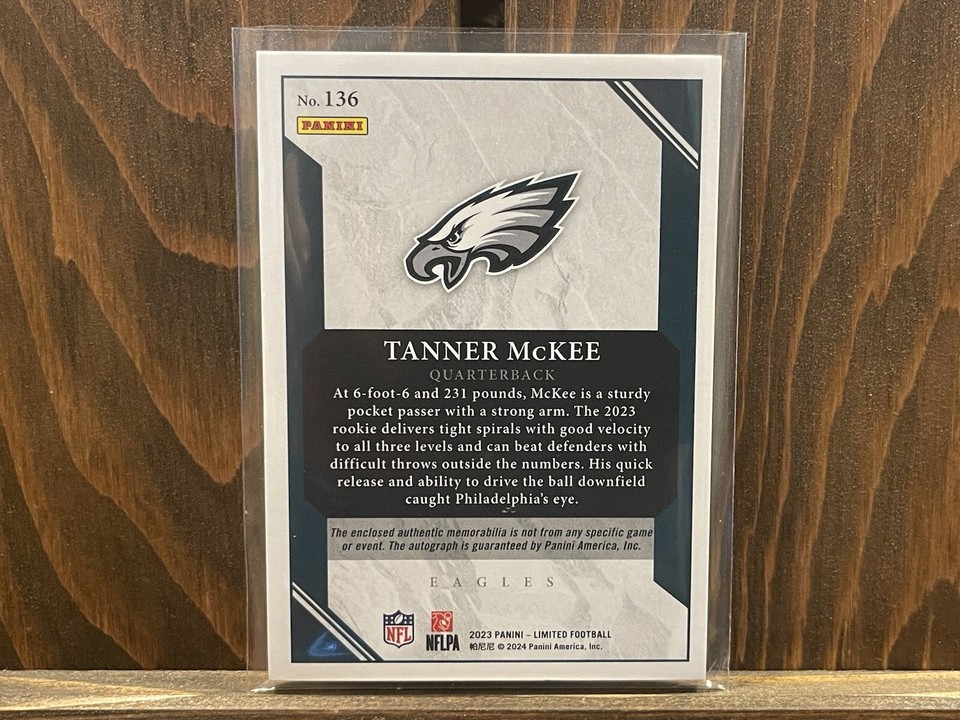 2023 Limited Eagles Tanner McKee Rookie Auto Holographic Parallel w ...
