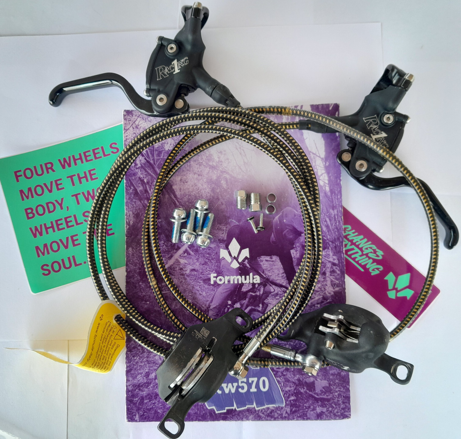 Formula - Brake set R1R/R1 Racing Matte Black hoses with kevlar ...