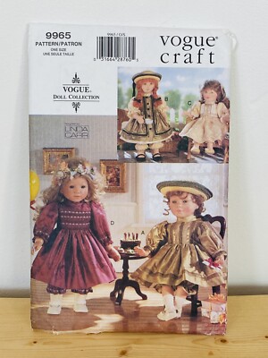 90s Vogue Craft 9965 Pattern 18” Doll Collection 4 Dresses/Bloomers ...