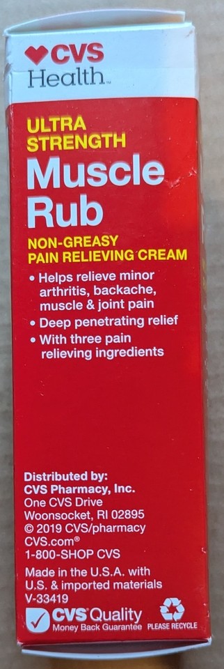 Muscle Rub CVS Health Ultra Strength Non-greasy Pain Relieving Cream 2 ...