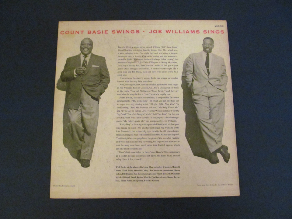 Count Basie Swings Joe Williams Sings LP Record CLEF Album 1955 | eBay