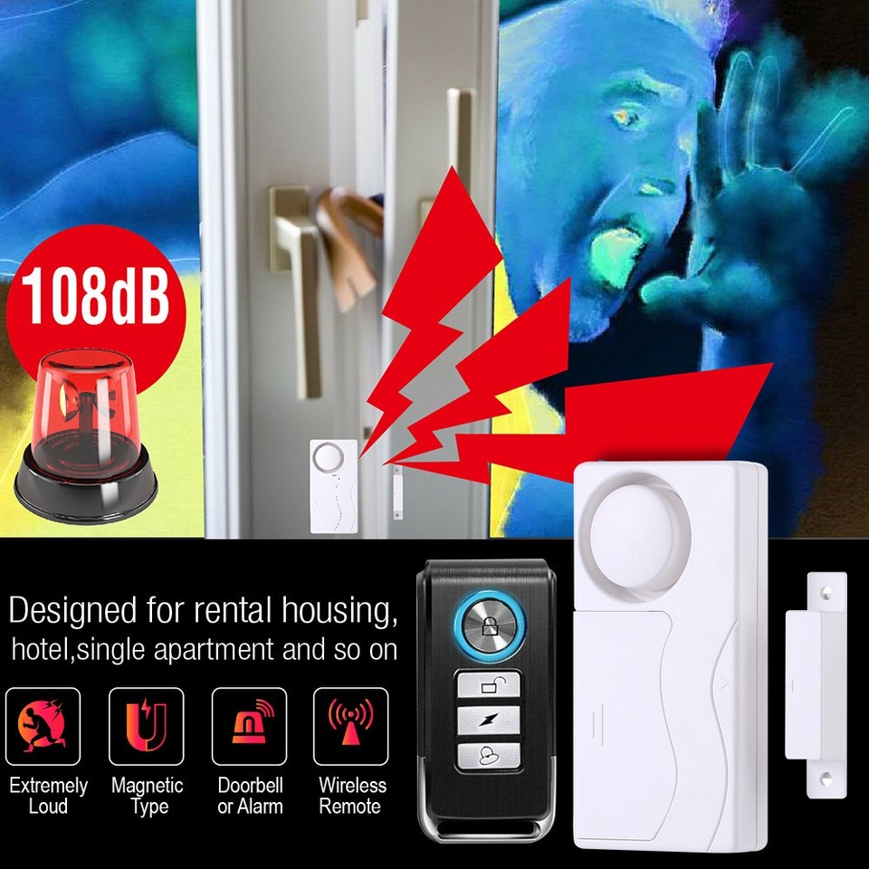 Wireless Door Burglar Security Alarm Magnetic Sensor with Remote ...