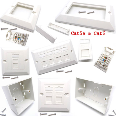 Modular Face Plate Back Box Keystone Jack RJ45 Cat5e Cat6 Network 2 /4 ...