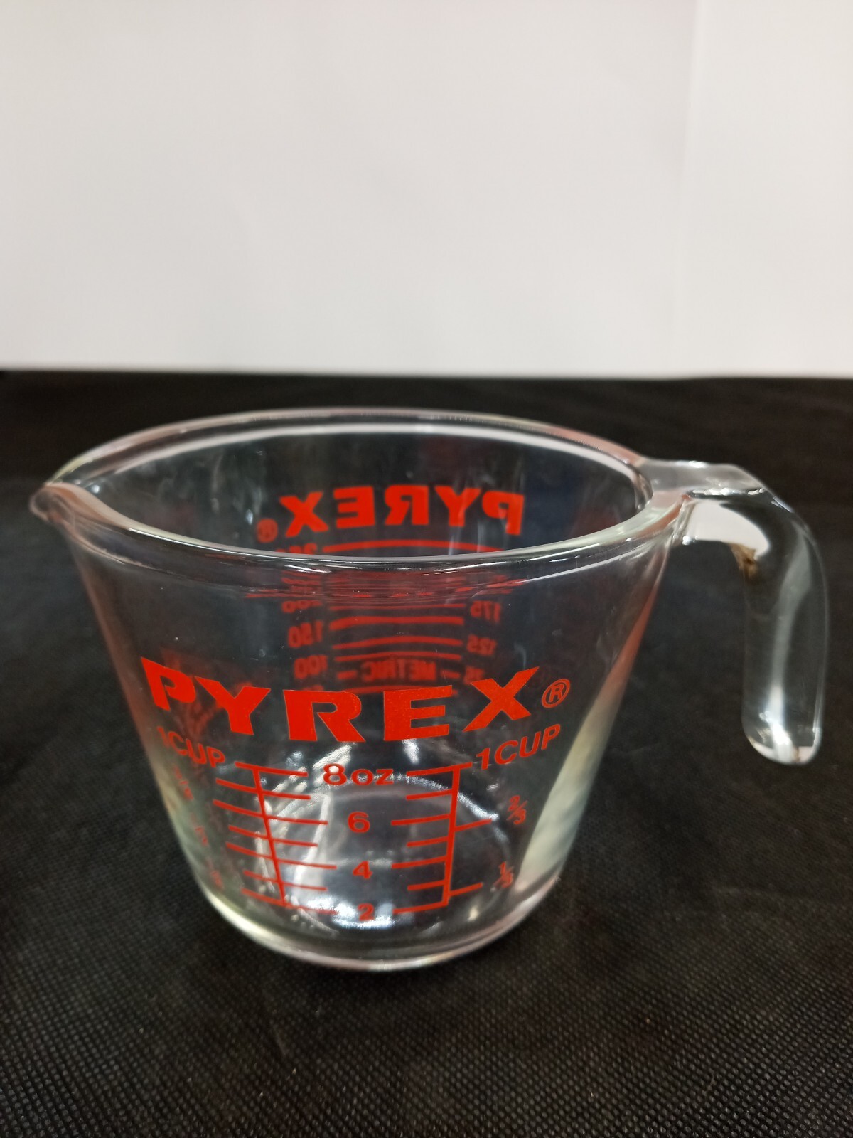 Pyrex 1 Cup 8oz 508 Glass Red Letters J Handle Measuring Corning GRANNY ...