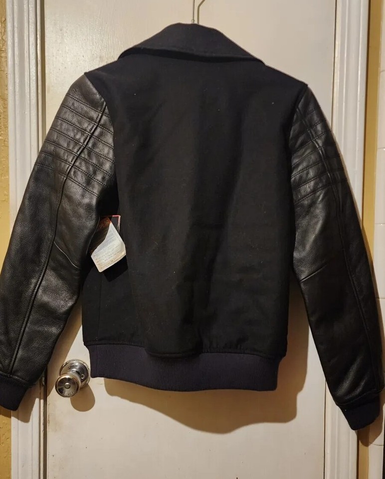 Nike Leather / Wool Moto Jacket SZ M Black destroyer LBJ Lebron Edition ...