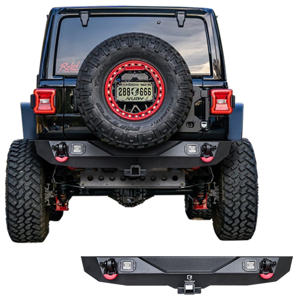 Vijay Rear Bumper Fits 2018-2024 Jeep Wrangler JL/JLU W/LED Lights | eBay